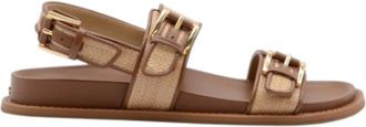 Michael Kors Femme, Chaussures, Brun, Taille: 36 1/2 EU Sandale &agrave; deux brides en raphia
