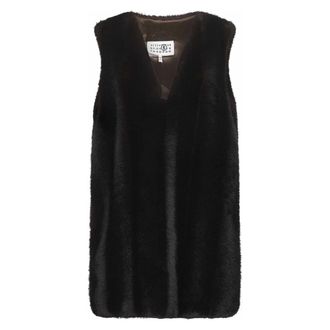 Maison Margiela Braunes &auml;rmelloses Kleid mit V-Ausschnitt - - Jackets - Damen - Braun - 2XS