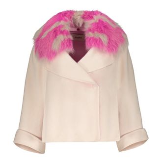 Fendi Kaschmir Cape Mantel mit Fuchspelz - - Jackets - Damen - Beige - M
