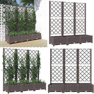 vidaXL Vidaxl - Jardinière avec treillis Marron 120x40x121,5 cm pp - Jardinierre - Pot De Fleurs - Plante Grimpante - Treillage - Décoration Extérieur