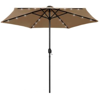 vidaXL Parasol avec LED et m&acirc;t en aluminium 270 cm Taupe