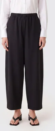 Khaite Pantalon de jogging large taille haute en laine vierge avec cordon de serrage