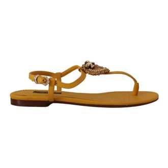 Dolce & Gabbana Senfgelbe Ledersandalen - - Shoes - Damen - Gelb - 35 EU