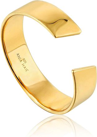 Ania Haie Verstellbarer Damen Ring Geometry Class Wide aus 925 Sterling Silber 14k vergoldet, EU Gr&ouml;&szlig;e: 50-58, inkl. Geschenkverpackung
