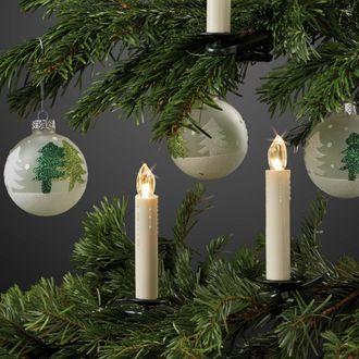 Hellum Hellum Baumkerzen LED kabellos 20x warmwei&szlig; mit Fernbedienung elfenbein Wachstropfen f&uuml;r innen, batteriebetrieben 14x2cm Christbaumkerzen Lichterkette