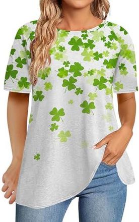 Generic T-shirts irlandais pour femme - T-shirt &agrave; manches courtes et col rond - Imprim&eacute; graphique irlandais amusant - Coupe ample - Style d&eacute;contract&eacute; - Cadeau