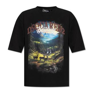 Dsquared2 T-Shirt mit Druck - - Tops - Herren - Schwarzk - M