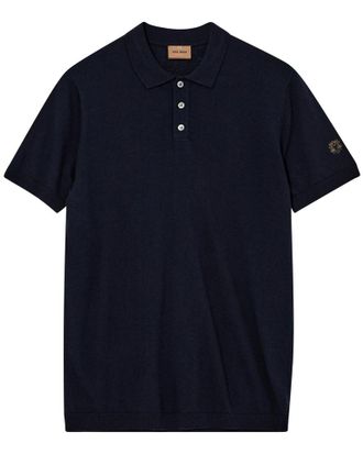 Mos Mosh Strick-Poloshirt aus Wolle und Seide mit Perlmuttkn&ouml;pfen, Regular Fit in
