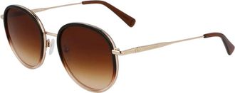 Longchamp Femme, Accessoires, Jaune, Taille: 52 MM Lunettes de soleil rondes en m&eacute;tal