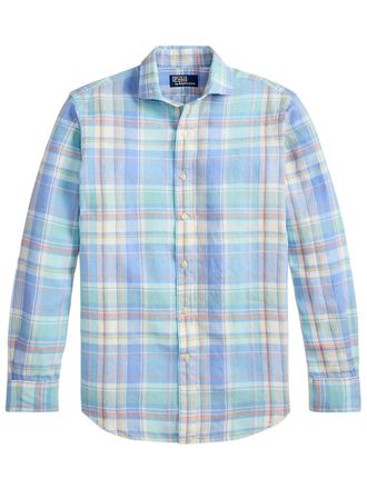 Polo Ralph Lauren Classic Fit Plaid Slub Linen Shirt 710b14315002