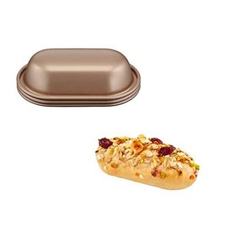 T-fal Lot de 3 moules &agrave; petit pain, Rev&ecirc;tement antiadh&eacute;sif, D&eacute;moulage facile, Amovibles et empilables, Rangement facile, Moule &agrave; p&acirc;tisserie, Creabake J30883