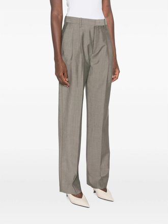 Victoria Beckham Mohair-Wool Tailored Trousers - Gray