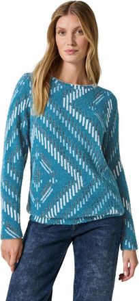 Cecil Damen B322257 Federgarn Shirt Mit Muster, Celestial Aqua Blue,XXL