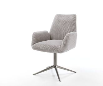 DELIFE Drehstuhl Zoa-Flex Cord Silbergrau Fu&szlig;kreuz Graphit 360&deg; drehbar Wippfunktion Taschenfederkern, Esszimmerst&uuml;hle