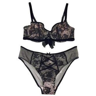Chantal Thomass Paris Couture Leavers Lace & Velvet Bra & Brief Set Size L