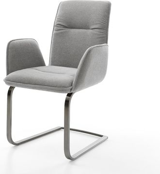 DELIFE Freischwinger Vinja-Flex Strukturstoff Soft Grau Freischwinger flach Graphit, Esszimmerstühle