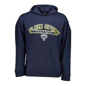 Plein Sport Homme, Sweatshirts et sweats &agrave; capuche, Bleu, Taille: L Sweat &agrave; Capuche en Coton Bleu avec Imprim&eacute;