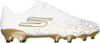 Skechers SKX 1.5 Zerbrochen Fu&szlig;ballschuhe mit festem Boden f&uuml;r Herren/Damen Unisex (Wei&szlig;/Gold)