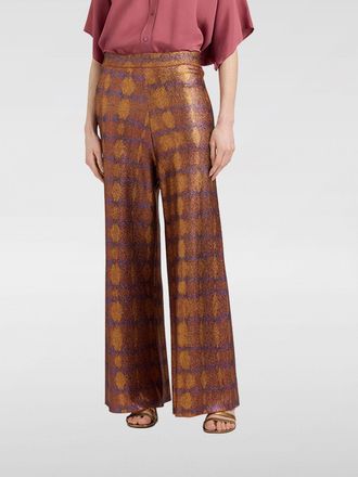 Momoni Pantalon palazzo taille haute en viscose et lurex &agrave; imprim&eacute; abstrait