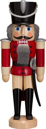 Seiffener Volkskunst Nussknacker Husar Esche rot, 28 cm hoch, original Erzgebirge SV 11312/1