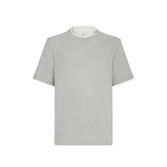Brunello Cucinelli Silk And Cotton Lightweight Jersey Crew Neck T-shirt With Faux-layering