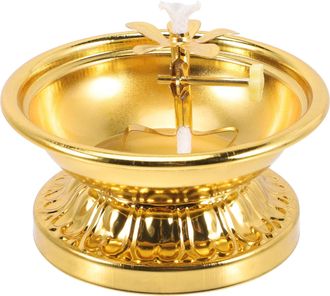 Pretyzoom Reines Kupferlegierung Petroleumlampe Vintage &Ouml;llampe Einstellbar Buddha Tempeldekoration Butterlampe