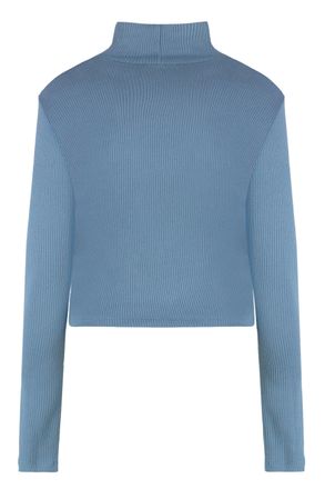 Sablyn Ribbed Viscose Turtleneck Sweater - Blue