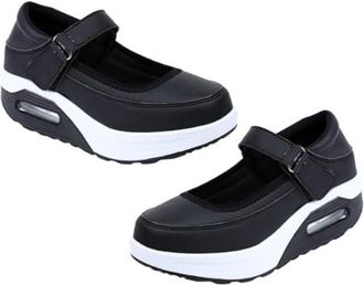 Yarnow Chaussures Sport Femme Épaisses Respirantes avec Semelle Coussinée Antidérapante Confortables et Légères pour Marche et Course Style Décontracté Noir