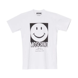 Moschino Smiley Grafikdruck Baumwoll T-shirt - - Tops - Damen - Wei&szlig; - L
