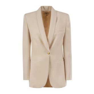 Elisabetta Franchi Crepe-Blazer mit Kontrastn&auml;hten - - Jackets - Damen - Beige - XS