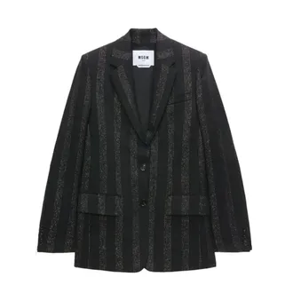 Msgm Taillierter schwarzer Wollblazer mit Lurex - - Jackets - Damen - Schwarzk - M