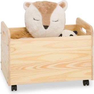 IDIMEX Coffre &agrave; jouets benjamin sur roulettes, en pin massif - Coloris naturel