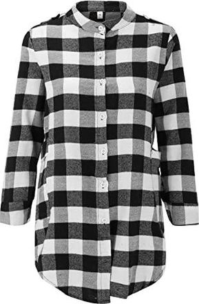 Generic Chemises longues &agrave; carreaux surdimensionn&eacute;es pour femme - Chemise &agrave; carreaux &agrave; manches longues boutonn&eacute;e - Chemisier basique ample &agrave; carreaux avec poc