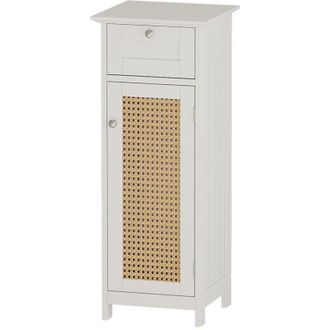 Vicco Meuble de rangement de salle de bain Rosario, Blanc, 32 x 87 cm avec porte et tiroir, Vicco