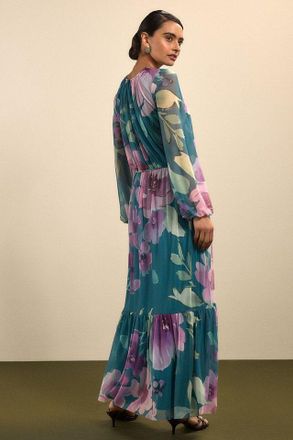 Next Maxikleid Maxikleid mit langen &Auml;rmeln und Mesh (1-tlg)