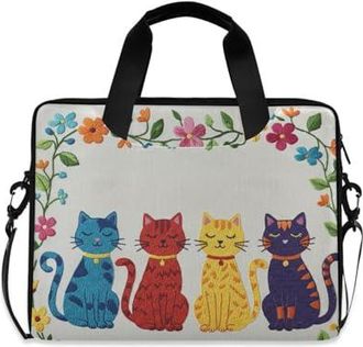 Alaza Sac pour ordinateur portable de 16 &agrave; 15,6 pouces, motif chats et fleurs, sac pour ordinateur portable pour femmes, hommes, &eacute;tudiants, travail, voyage,