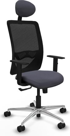 Piqueras y Crespo Arbeitsstuhl Zulema mit 1D-Armen, h&ouml;henverstellbarer Lendenwirbelst&uuml;tze und festem Kopfteil, ausgestattet mit 3 Positionen und Schneidschaum, Schwarz/