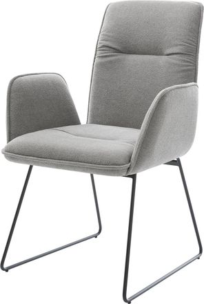 DELIFE Polsterstuhl Vinja-Flex Kufengestell Schwarz Strukturstoff Soft Grau