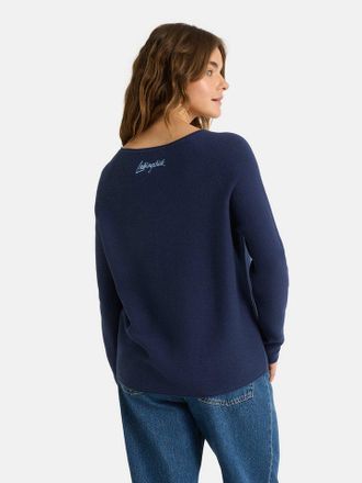 Lieblingsst&uuml;ck Rundhalspullover BiancaEP aus reiner Baumwolle, unifarbenes Design