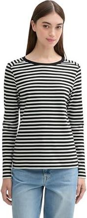 Tom Tailor Denim TOM TAILOR Denim 1043085 T-Shirt à Manches Longues, 32575-black White Stripe, M Femmes