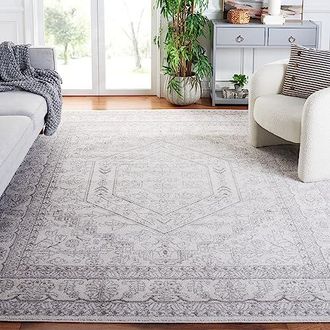 Safavieh Traditionell Teppich für Wohnzimmer, Esszimmer, Schlafzimmer - Adirondack Collection, Kurzer Flor, Elfenbein und Silber, 240 X 300 cm