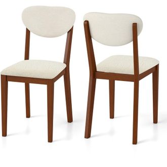 Costway Lot de 2 Chaises de Salle &agrave; Manger, Chaises de Cuisine avec Pieds en Bois de Caoutchouc, Si&egrave;ge et Dossier Rembourr&eacute;s, Sans Accoudoirs, Charge 180 KG