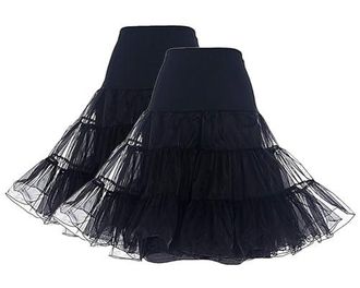 Dresstells Dresstells Jupon ann&eacute;es 50 Vintage en Tulle Rockabilly Petticoat Longueur 66cm/26,2 Jupons(Noir*2) L