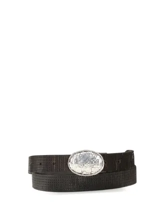Brunello Cucinelli Textured Calfskin with Braided Buckle Belt - Brown