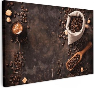 MuchoWow © Leinwand Bilder Groß 120x80 cm XXL Wanddeko Wohnzimmer Aesthetic Room Decor Deko Zimmer Wandbilder Modern Fotogeschenke Küche - Kaffee - Kaffeebohne