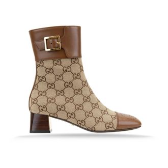 Gucci Rei&szlig;verschluss Schnalle Damen Stiefelette - - Shoes - Damen - Beige - 35 1/2 EU