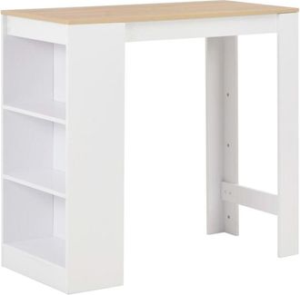 vidaXL Table de bar avec &eacute;tag&egrave;re Blanc 110x50x103 cm