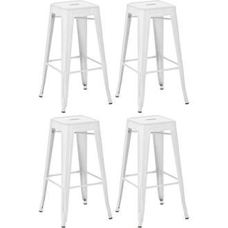 Clp Lot de 4 tabourets de bar en m&eacute;tal empilables Joshua Blanc