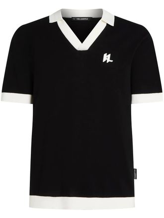Karl Lagerfeld polo à bords contrastants - Noir