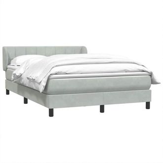 vidaXL Boxspringbett mit Matratze Hellgrau 160x220 cm Samt vidaXL